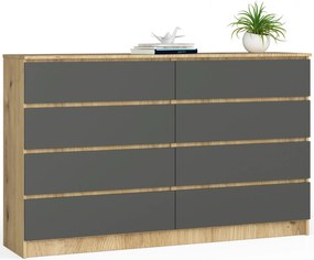 Komoda K160 8SZ dub artisan/grafitová šedá