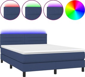 Box spring postel s matrací a LED modrá 140x190 cm textil 3133235