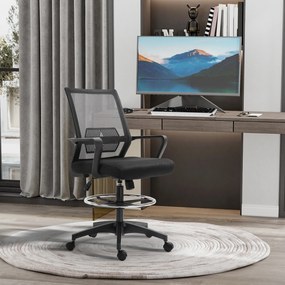 Vinsetto Ergonomická kancelářská židle s nastavitelným opěrným kruhem, bederní oporou, výškově nastavitelná otočná židle s síťovinou, návrhářská židl…