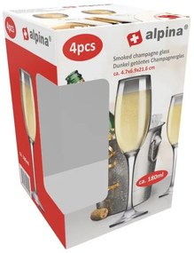 ALPINA Sklenice na šampaňské - kouřová 4ksED-224045