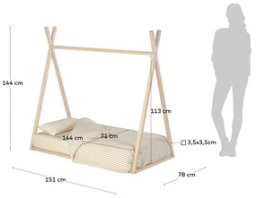 Dětská postel v přírodní barvě 70x140 cm Maralis Teepee – Kave Home