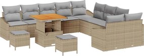 Sada zahradních pohovek s polštářem 13 pcs Béžová Poly ratan 3364662