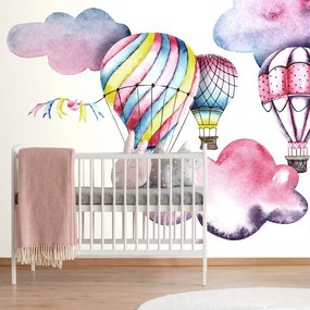 Tapeta barevné balóny v oblacích - 300x200 cm