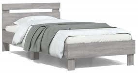 Rám postele s čelem šedý sonoma 100 x 200 cm kompozitní dřevo - Default Title