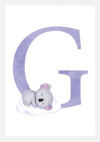 Abeceda písmena s koalou - Obraz, Plakát Velikost: B2 - 50x70 cm, Volba rámu: s bílým rámem, Písmeno: G