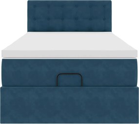 Osmanský rám postele s matrací tmavě modrá 100x200cm samet 3311901