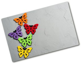 Wallmuralia Kuchyňská deska skleněná Barevní motýli 80x52 cm