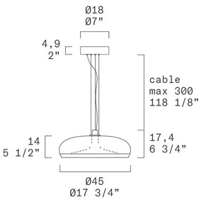 Leucos 0012454 Aurelia S45 SS, závěsné svítidlo čiré sklo s vodním efektem/bílá, 11+14W LED 2700K stmívatelné, průměr 45cm