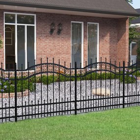 Zahradní plot KAMPEN s kopím nahoře černý 240 x 100 cm ocelový 151085