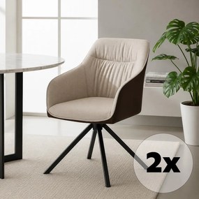 Set - 2 ks Jídelní židle AVENBERG LARO – otočná, béžovo-hnědá