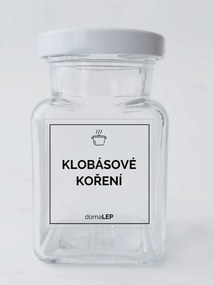 Samolepka na kořenky KLOBÁSOVÉ KOŘENÍ průhledná 5 × 5 cm tučné písmo