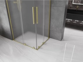 Mexen Velar L Duo, sprchový kout s posuvnými dveřmi 90 x 80 cm, 8mm sklo námraza, zlatá matná, 871-090-080-02-33-55
