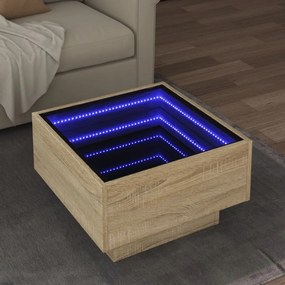 Konferenční stolek s LED dub sonoma 50 x 50 x 30 cm kompozit
