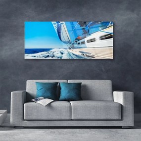 akrylový obraz Loďka Moře Krajina 125x50 cm