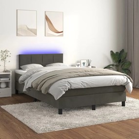 Box spring postel s matrací a LED tmavě šedá 120x200 cm samet,  3134394