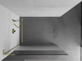 Mexen Kioto L, sprchová zástěna Walk-In 100 x 200 cm, 8mm čiré sklo-námraza, zlatý lesklý profil, 800-100-103-50-35