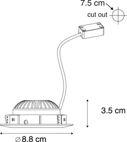 Sada 3 zapuštěných bodových světel ocel vč. LED IP44 - Relax LED