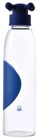 Láhev z borosilikátového skla s modrým vrškem United Colors of Benetton 550 ml