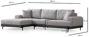 Hanah Home Rohová pohovka ETI šedá levá 280 cm