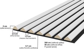 MP Dekorativní nástěnné lamely s filcem ▲ (trojúhelník), Kámen zlatý / černý 260x40x0,7 cm - 7 lamel
