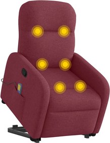 Zvedací masážní polohovací křeslo vínové textil 3302985