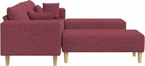 Pohovka 3 ks Víno Červené textil 3335165