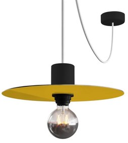 creative cables Mini ellepì 'Solid Color' ploché stínidlo pro závěsné i nástěnné lampy a světelné řetězy, ⌀ 24 cm Barva komponentu: Černá lesk-černá mat