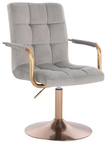 LuxuryForm DESIGN Otočná židle VERONA GOLD VELUR na zlatém talíři - světle šedá