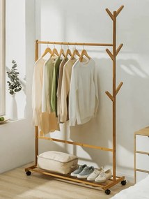 Kondela Pojízdný věšák, bambus, šířka 100cm, VIKIR TYP 3