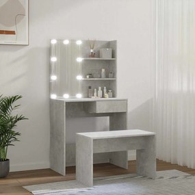 Toaletní stolek sada s LED betonově šedý kompozitní dřevo 3114110