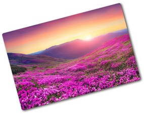 Wallmuralia Kuchyňská deska skleněná Růžové kopce 80x52 cm