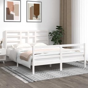 Rám postele bílý masivní dřevo 160 x 200 cm,  3105871 HangarStore.cz