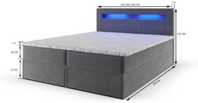 MSL Kontinentální čalouněná postel LINDOS (140 x 200 cm) Barva látky: MONOLITH 61