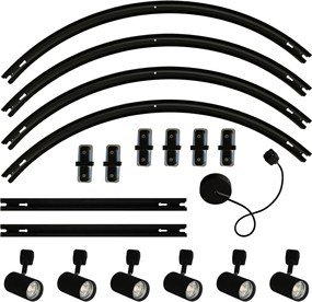 Moderní kolejnicový systém s 6 černými bodovými světly, jednofázový, oválný 100 cm - Iconic Jeana