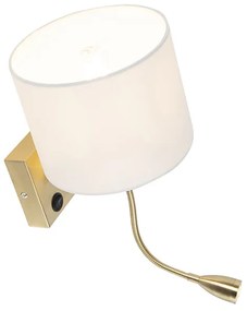 Chytrá nástěnná lampa zlatá s bílým stínítkem vč. Wifi A60 - Brescia