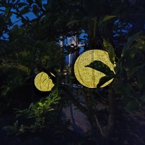 LED lampion solární bílý venkovní 30 cm, teple bílá, látkový papír
