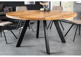 Massive home | Kulatý jídelní stůl IRON CRAFT 145 CM přírodní masiv mango