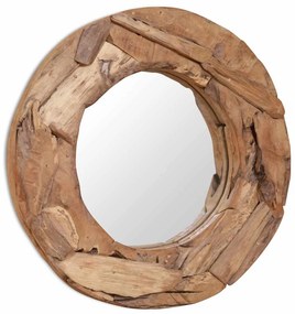 Dekorativní zrcadlo teak 60 cm kulaté 244560