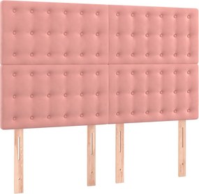 Box spring postel s matrací a LED růžová 140x190 cm samet 3136364