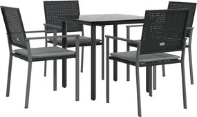 5dílný zahradní jídelní set s poduškami polyratan a ocel 3187018