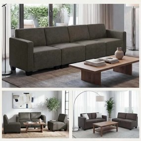 Modulární 4místná rozkládací pohovka Lyon, látka/textil ~ hnědá
