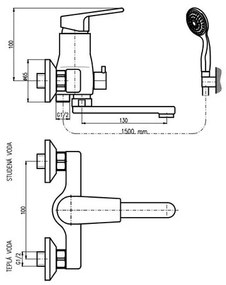 RAV Slezák Colorado Vanová baterie s přepínačem a plastovou sprchou, chrom CO151.0/1