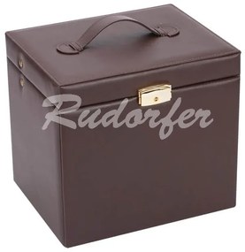 Praktická elegantní hnědá koženková šperkovnice (matná ekokůže) 7246.17