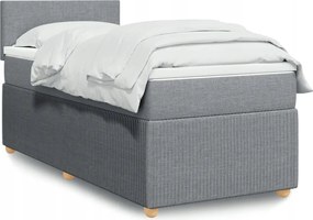 Box Spring Postel S Matrací Textil Světle Šedá Hladký design 90 x 190 cm