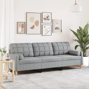 3místná pohovka s polštáři světle šedá 210 cm textil 3278201