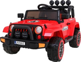 Ramiz Dětské terénní auto Full Time 4WD červené na dálkové ovládání + pohon 4x4 + LED audio + úložný prostor