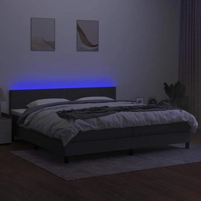 Box spring postel s matrací a LED tmavě šedá 200x200 cm textil 3133022