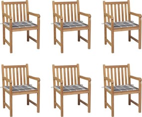 vidaXL Zahradní židle 6 ks podušky masivní teak [3073031] Barva: Šedá