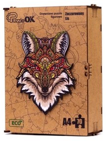 007137 3D dřevěné puzzle handmade - Červenooká liška A4