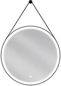 Mexen Reni koupelnové zrcadlo podsvícené, kulaté 70 cm, LED 6000K, odmlžování, černý rám - 9812-070-070-611-70
